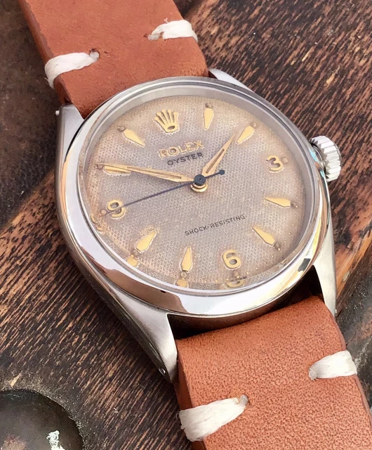 RARE VINTAGE ROLEX HONEYCOMB EXPLORER TROPICAL DIAL GENTS WATCH 1955 ...
