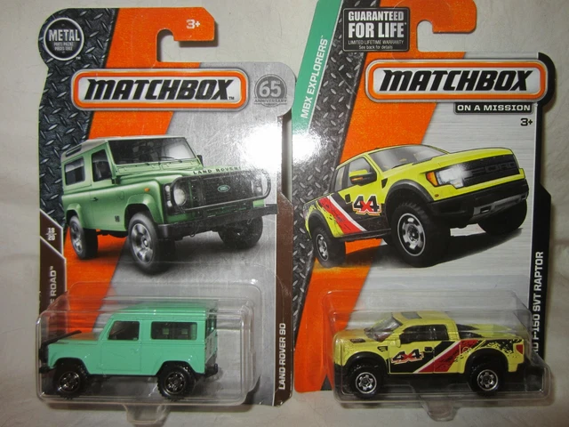 MATCHBOX FORD F-150 SVT Raptor & Land Rover 90 Die Cast 2-Car Set £11. ...