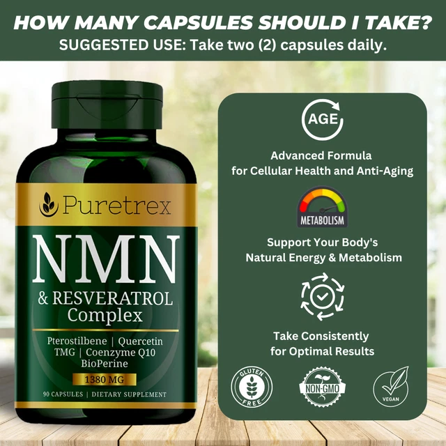 LAB TESTED ULTRA High Potency NMN Resveratrol 62100mg NAD+ 90 Caps 1-2 ...