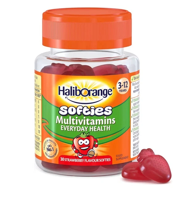 4X HALIBORANGE KIDS Multivitamins Strawberry Capsule Softies, 120 total ...