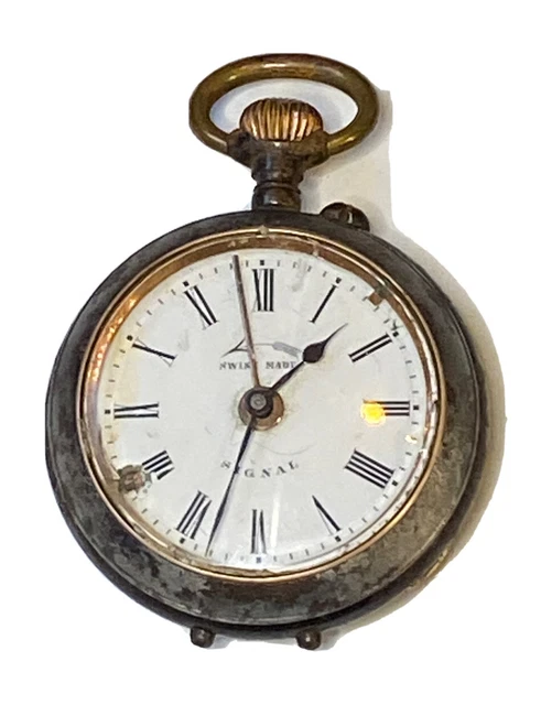 VINTAGE SIGNAL BREVET Reveil Avertisseur Alarm Pocket Watch For Repair ...