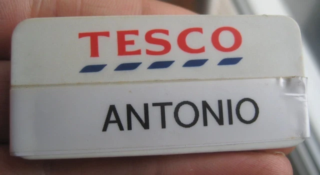 TESCO SUPERMARKET STORES vintage hard plastic 1990s era STAFF pin BADGE ...