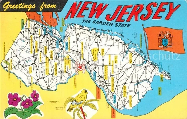 NEW JERSEY US-STATE The Garden State Map EUR 5,80 - PicClick DE