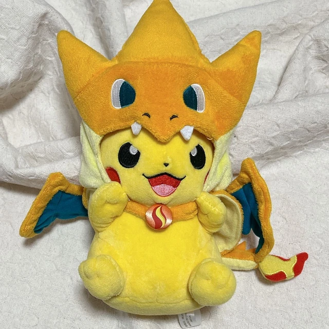 POKEMON CENTER MEGA Tokyo Limited Mega Charizard Y Poncho Pikachu Plush ...