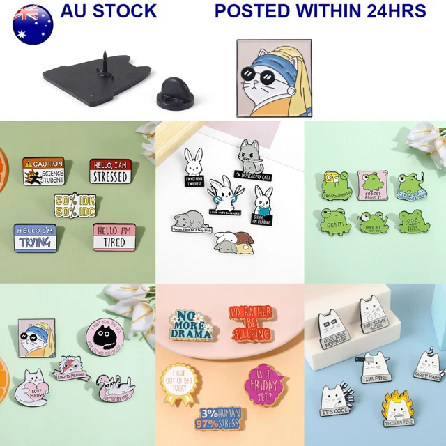 35 FUN ENAMEL Lapel Pins Hat Clothes Bag Meme Quotes Badges Lapel ...