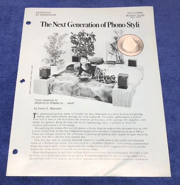 ORIGINAL HI-FI STEREO BUYERS' GUIDE FALL 1972 PHONO STYLI BROCHURE AD ...