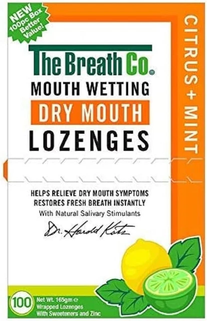 THE BREATH CO Dry Mouth Lozenges Citrus + Mint 100 Natural Breath ...