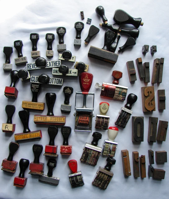 VINTAGE STAMP LOT Wood Rubber Rotating Date Business Trodat Dial-a ...