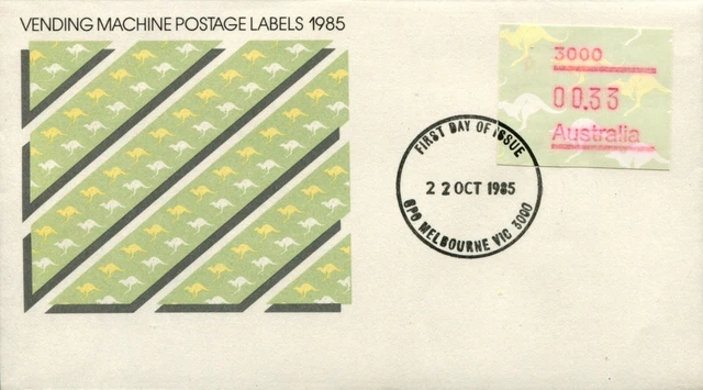 1985 AUSTRALIAN VENDING Machine Stamp - Roo Frama FDC Postmarked GPO ...
