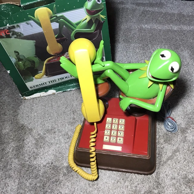 VINTAGE KERMIT THE Frog Push Button Phone Jim Henson Muppets 1983 £87. ...