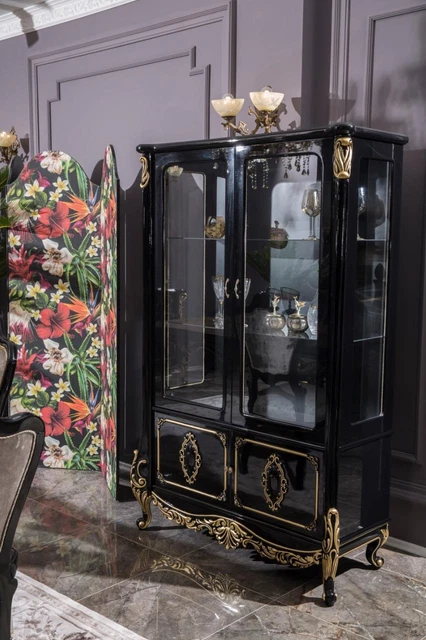 MÖBEL GLASSCHRANK LUXUS Vitrine Holz Vitrinen Schrank Schränke Regale ... MÖBEL GLASSCHRANK LUXUS Vitrine Holz Vitrinen Schrank Schränke Regale ...