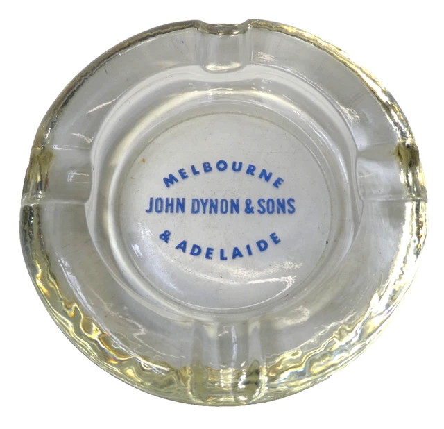 VINTAGE MELBOURNE ADELAIDE John Dynon & Sons Glass Ashtray Advertising ...