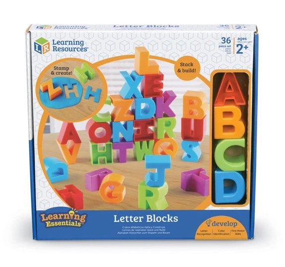 LEARNING RESOURCES LETTER Blocks A-Z Alphabet Phonics Colours Build ...