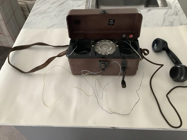 OLD POST OFFICE/BT Analogue Field Telephone Complete With Hand Ringer ...