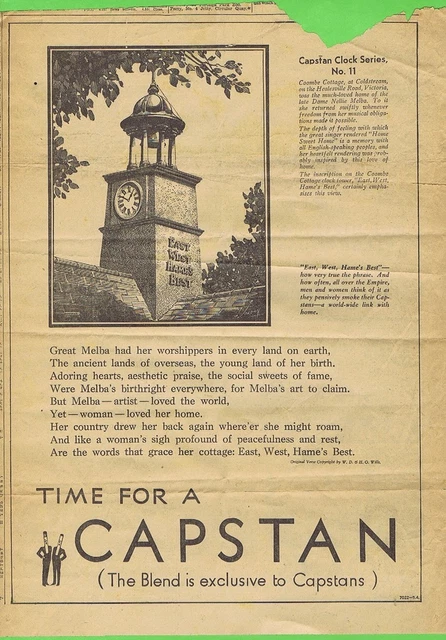 #T32. 1934 Capstan Cigarettes Clock Series #11 Newspaper Advertisement ...