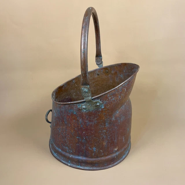 ANTIQUE METAL COPPER Coal Bucket Handle Fire Scuttle Helmet Vintage ...