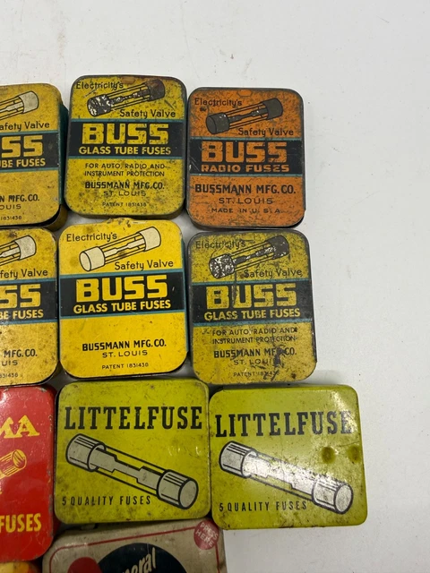 14 ANTIQUE AUTO Fuse Tins Buss Noma Ero Littelfuse General Acme Car ...