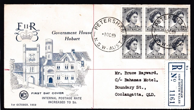 1959 QUEEN ELIZABETH Ii Pre-Decimal Stamp Registered Wesley First Day ...