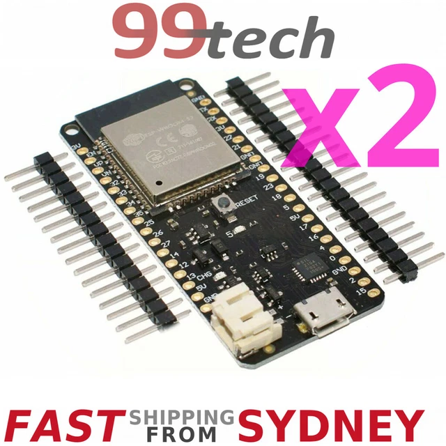 2X ESP32 WEMOS Lolin32, ESP32 Module, LiPo Battery, USB, PCB Antenna ...