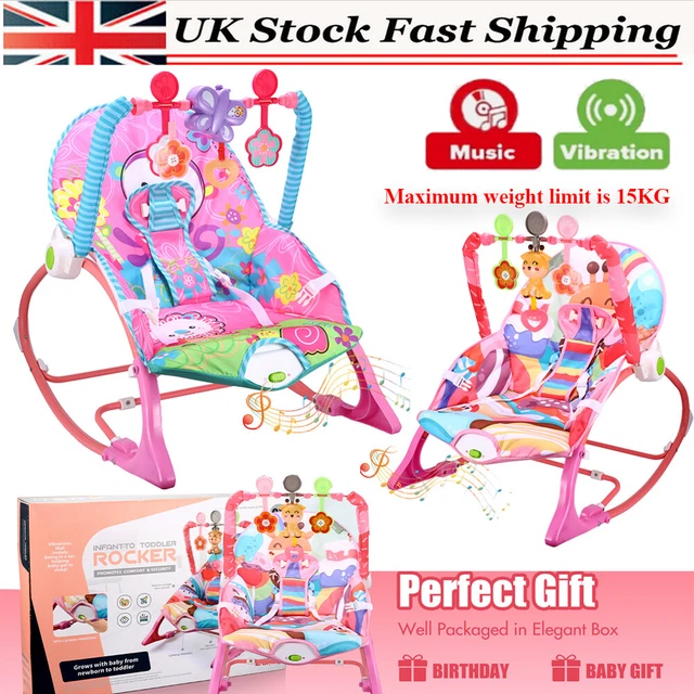 BABY BOUNCER ROCKER Swing Vibration Chair Soft Soothing Music Infant To ...
