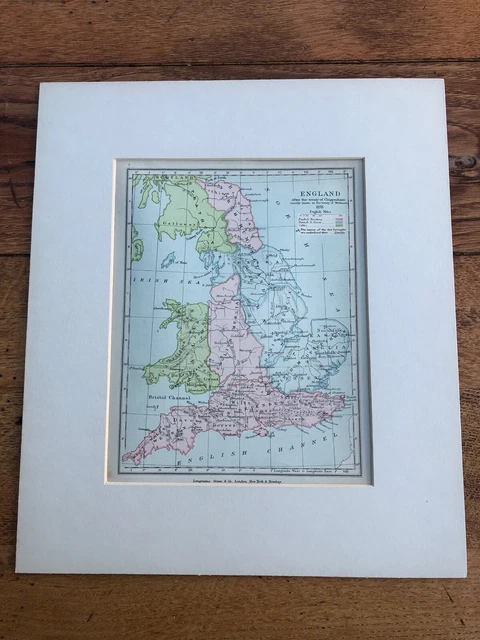 1907 MOUNTED MAP. england after the treaty of chippenham in 878 ! £19. ...