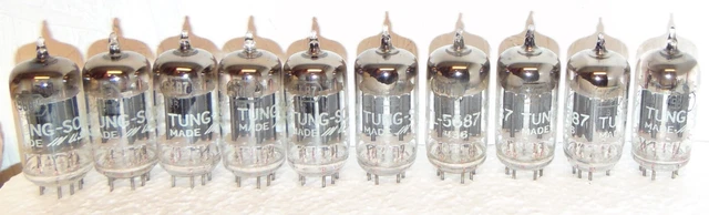 TEN NOS MATCH Set #1 BEST Vintage Tung-Sol JTL 5687 Tube's Black Plate ...