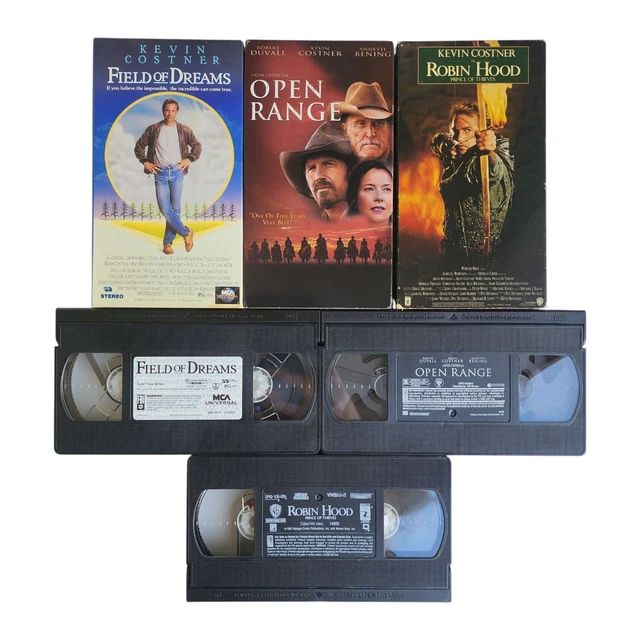 KEVIN COSTNER VHS Lot - Field of Dreams Open Range Robin Hood Prince of ...