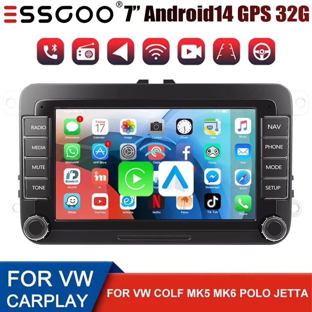 FOR VW GOLF MK5 MK6 CarPlay Car Stereo Radio Android 14 Player GPS Head Unit 32G £59.96 ...