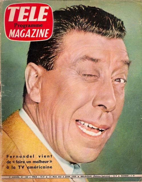 TÉLÉ MAGAZINE N° 188 - Fernandel (Juin 1959) EUR 10,00 - PicClick FR