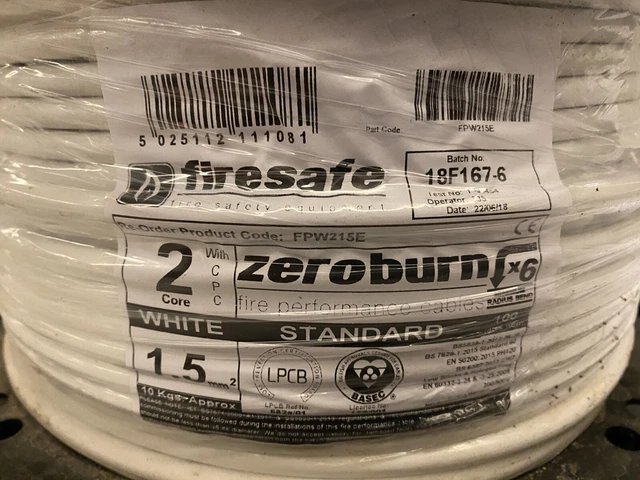 VENTCROFT FIRE SAFE Zero Burn (fp200 equivalent) white 2 Core 1.5mm £ ...