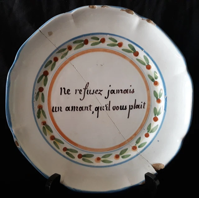 ANCIENNE ASSIETTE PARLANTE De Maries En Faience De L'est Xviii/Xix N°774/8 EUR 8,00 - PicClick FR