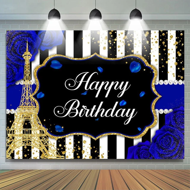 BLUE ROSES AND A Gold Eiffel Tower Birthday Backdrop $37.94 - PicClick AU