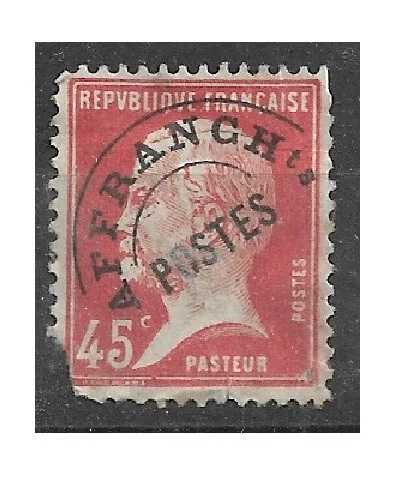 TIMBRE FRANCE PREOBLITÉRÉ YT PR67 MI 159V Pasteur 45c rouge 1922 1924 ...