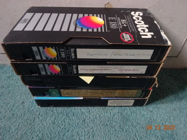 5 X BLANK video cassette tapes VHS E 180 3 hour 6 LP used ready to tape ...