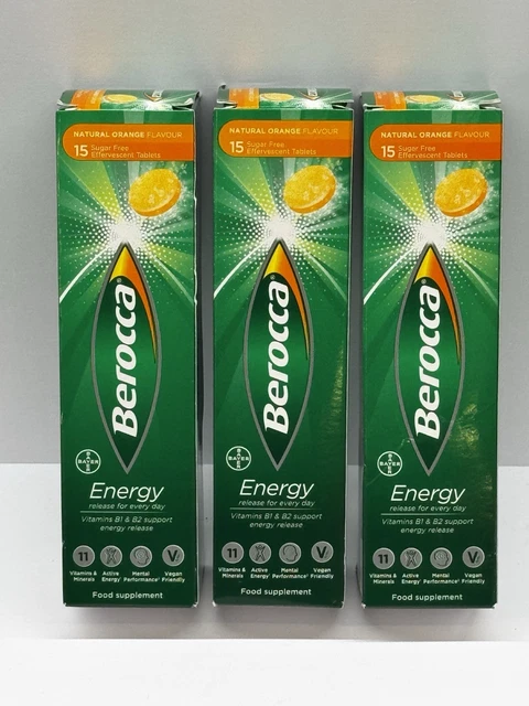 BEROCCA ENERGY ORANGE - 3 x Packs Of 15 Tablets | Sugar Free | Vitamin ...