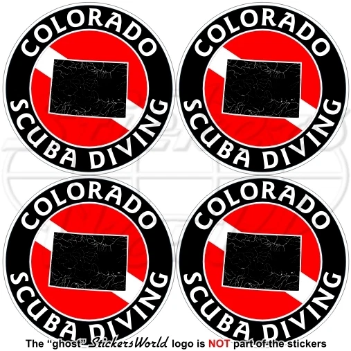 COLORADO SCUBA DIVING Flag-Map Shape USA Circular Vinyl Stickers ...