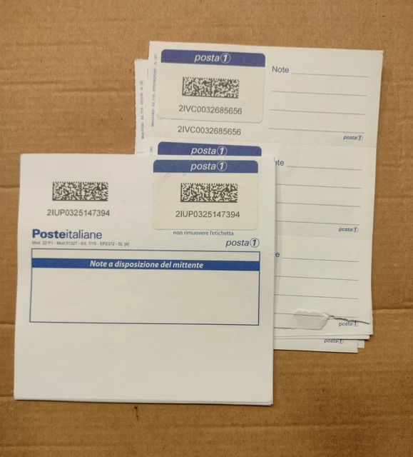 ETICHETTE POSTA 1 PRIORITARIA adesivi stampati QR code EUR 4,95 ...