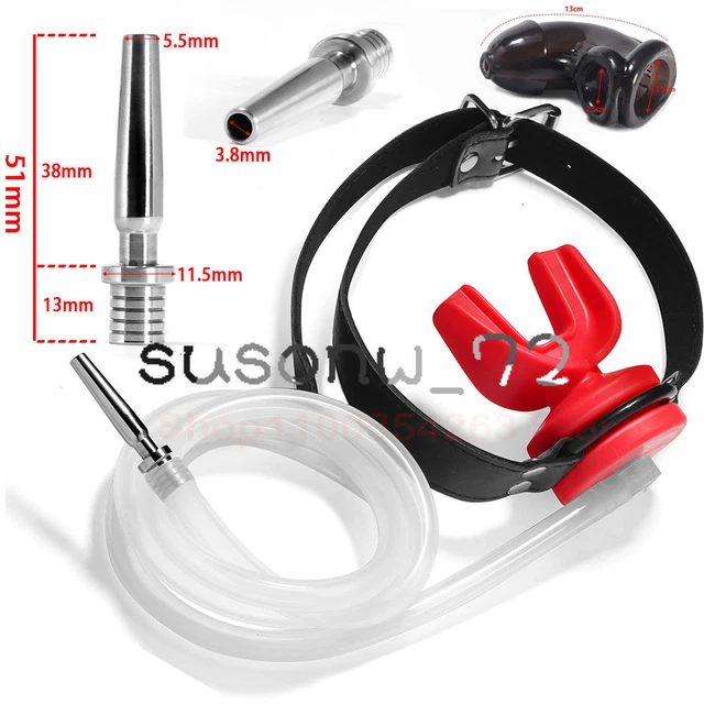 New Piss Urinal Flow Into Mouth Gag Urethra Plug Binding Harness Slave
