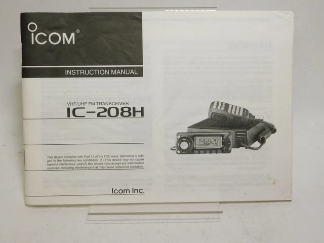 ICOM IC-208H VHF UHF FM Mobile Transceiver Manual (original) $33.90 ...