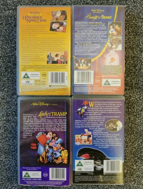 4 DISNEY VHS Video Bundle - Pinocchio Beauty and the Beast Lady and the ...