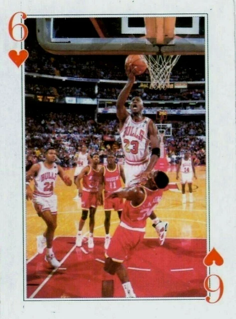 1990'S MICHAEL JORDAN Bulls 6 Of Hearts Michael Dunking Nba Poker Game ...