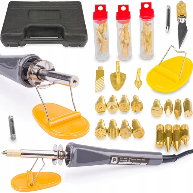 KIT PIROGRAFIA LEGNO 22 Punte 60W Pirografo Saldatore Portatile in ...