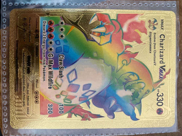 RAINBOW CHARIZARD VMAX - Gold Metal Charizard Pokemon Card Rare EUR 45 ...