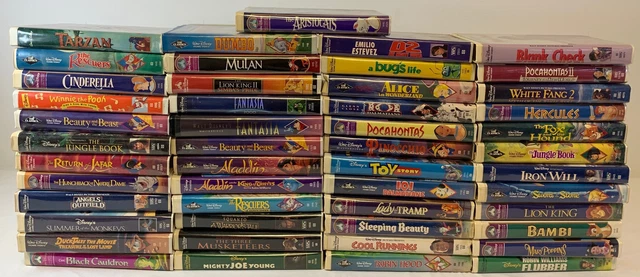 COLLECTION/LOT OF 49 WALT DISNEY CLAMSHELL VHS TAPES~Bambi,Dumbo ...