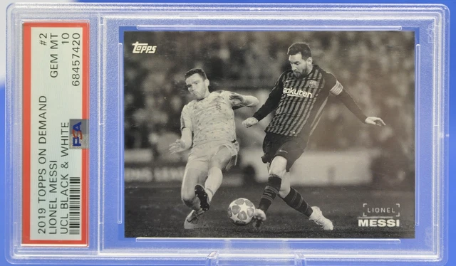 2019 TOPPS ON Demand Lionel Messi UCL Black & White PSA 10 Gem Mint #2 ...