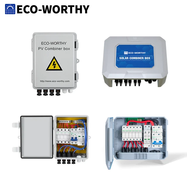 ECO-WORTHY PV SOLAR Combiner Box Junction Box 63A Circuit Breakers For ...