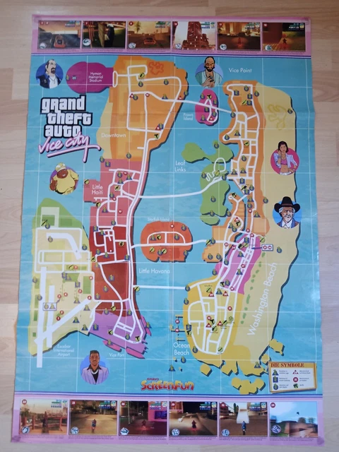 POSTER GRAND THEFT Auto Vice City Map RARE GTA 2002 EUR 250,00 ...