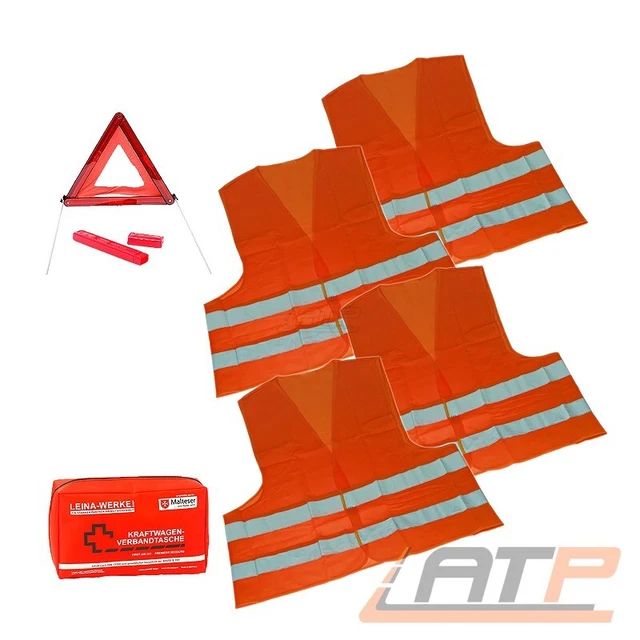 NOTFALLSET 6-TLG DEUTSCHLAND 4x WARNWESTE NOTFALL PANNENHILFE DIN 13164 ...