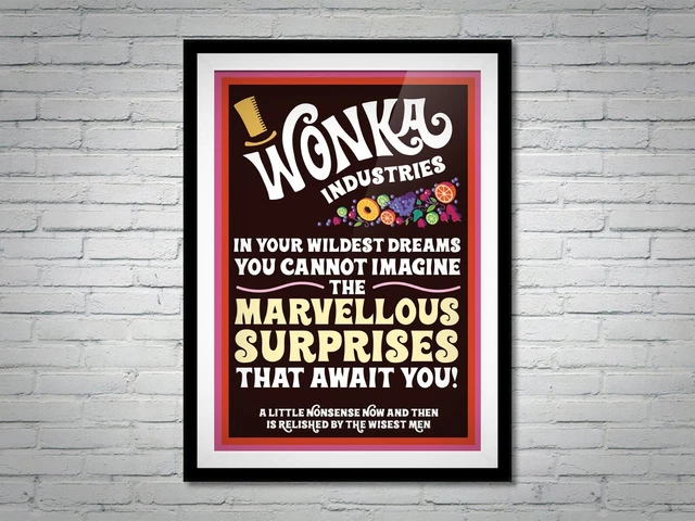 WILLY WONKA CHOCOLATE Factory Movie Poster Roald Dahl Print Wall Art ...