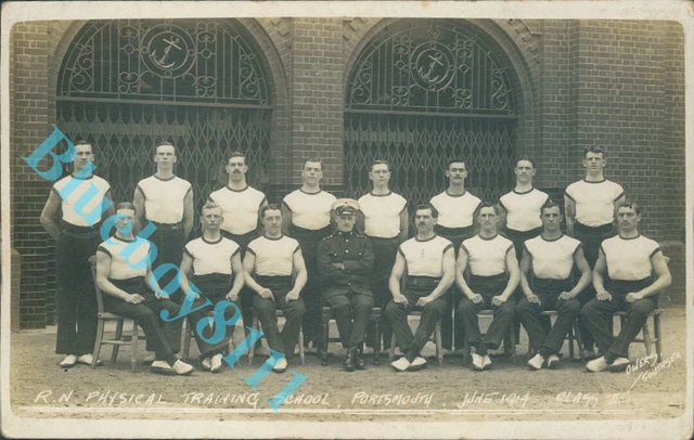 WW1 ROYAL NAVY Physical Training School Group Photo 1914 unposted EUR ...